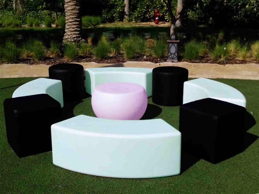 Black Square Pouffe Rental for Dubai, Abu Dhabi, UAE events.