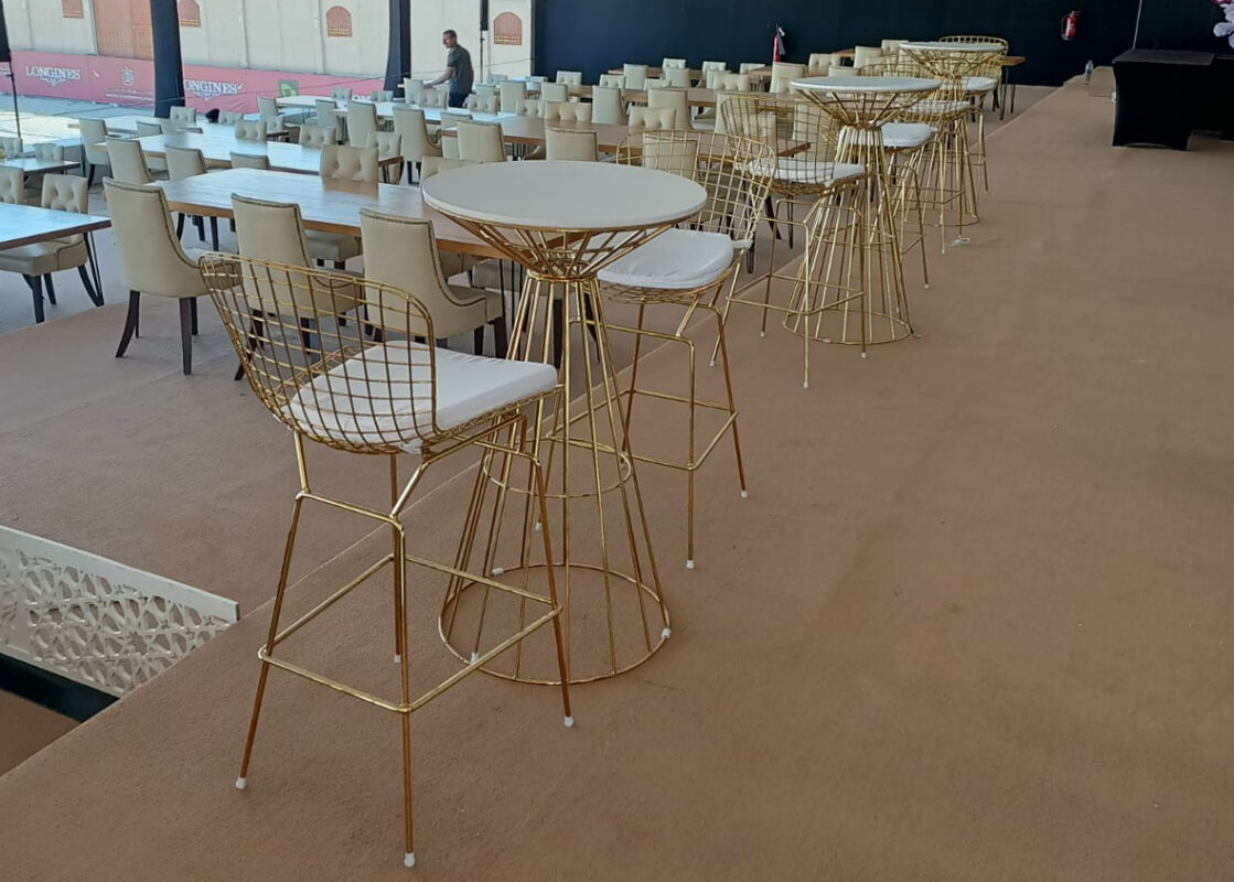 Gold Wire Cocktail Table Rental for Dubai, Abu Dhabi, UAE events.