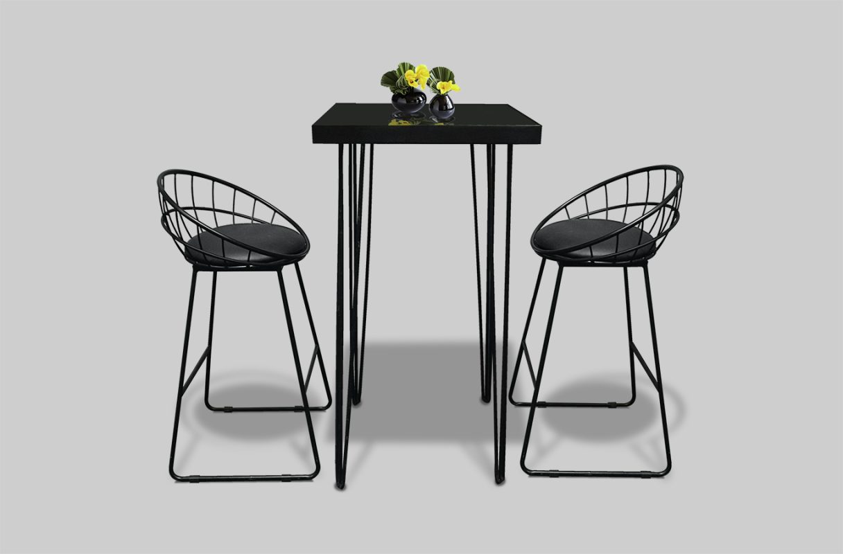 Buy Hairpin Dice Black High Table - Black Furniture | Areeka Event Rentals