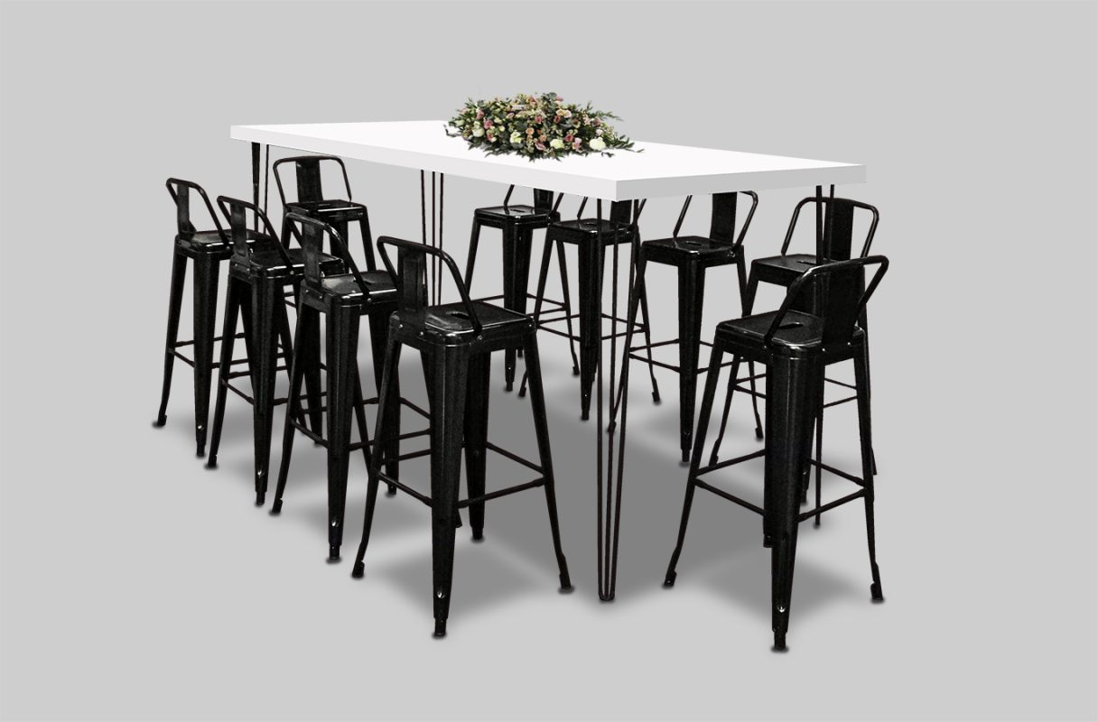 Rectangular Hairpin Bar Table rental in Dubai, Abu Dhabi, UAE.