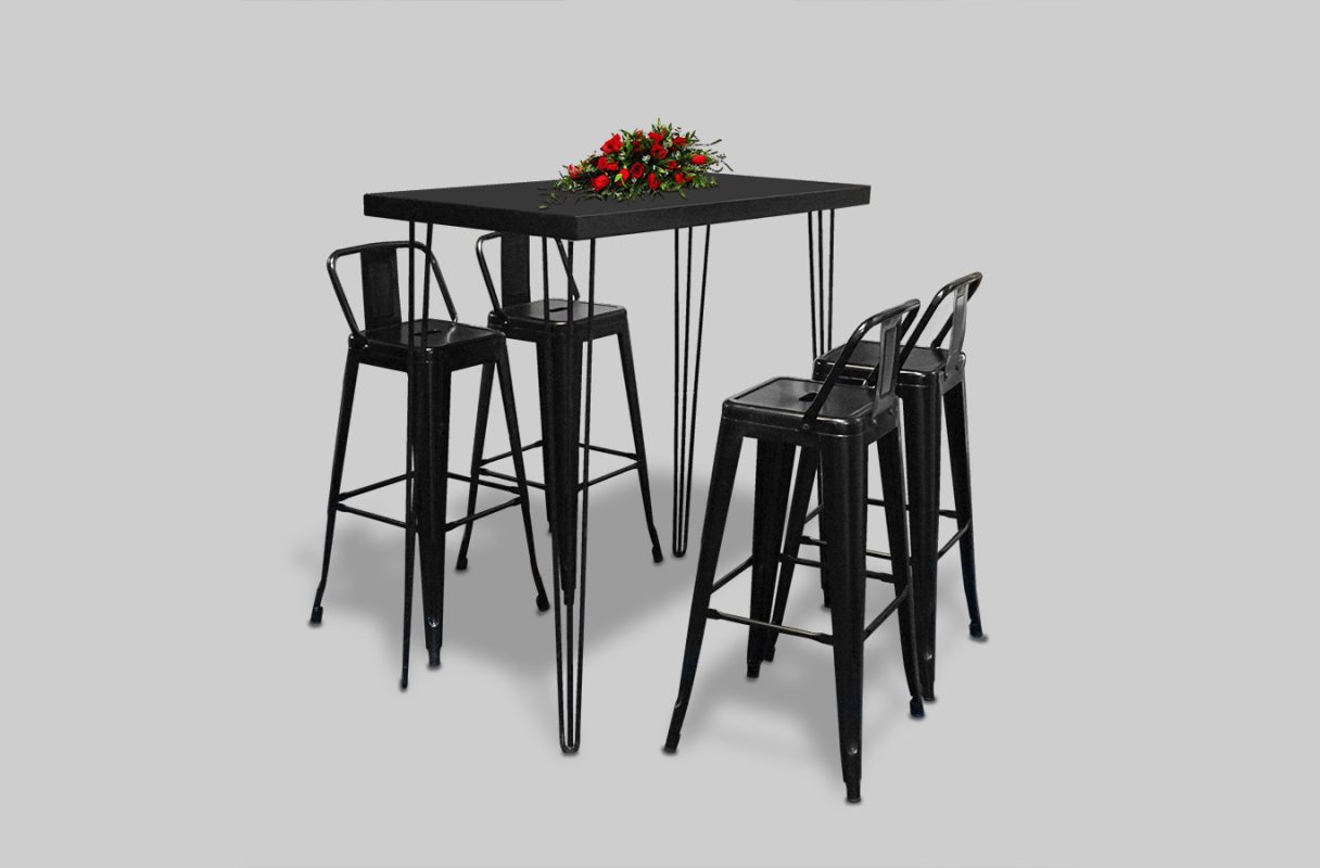 Hairpin Black High Table | Cocktail Table | Areeka Event Rentals