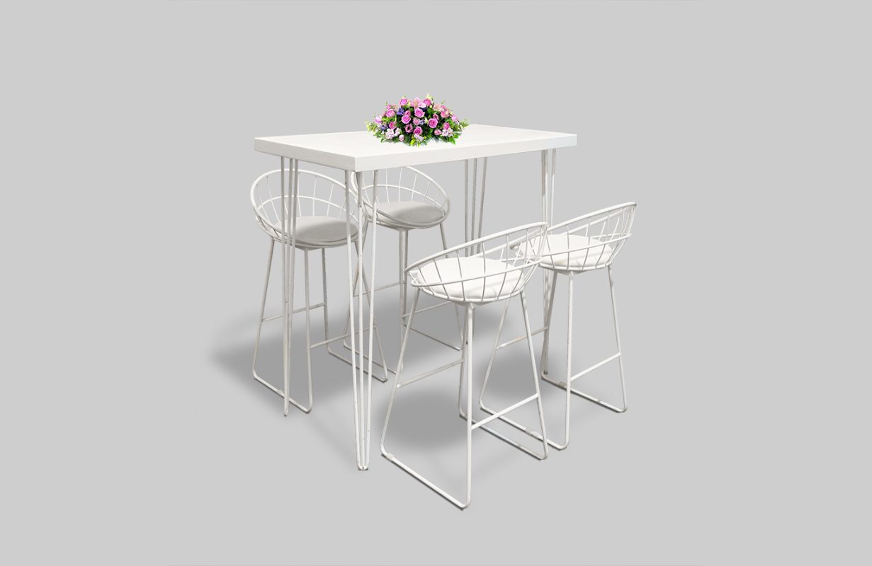 Hairpin White High Table | Cocktail Table | Areeka Event Rentals