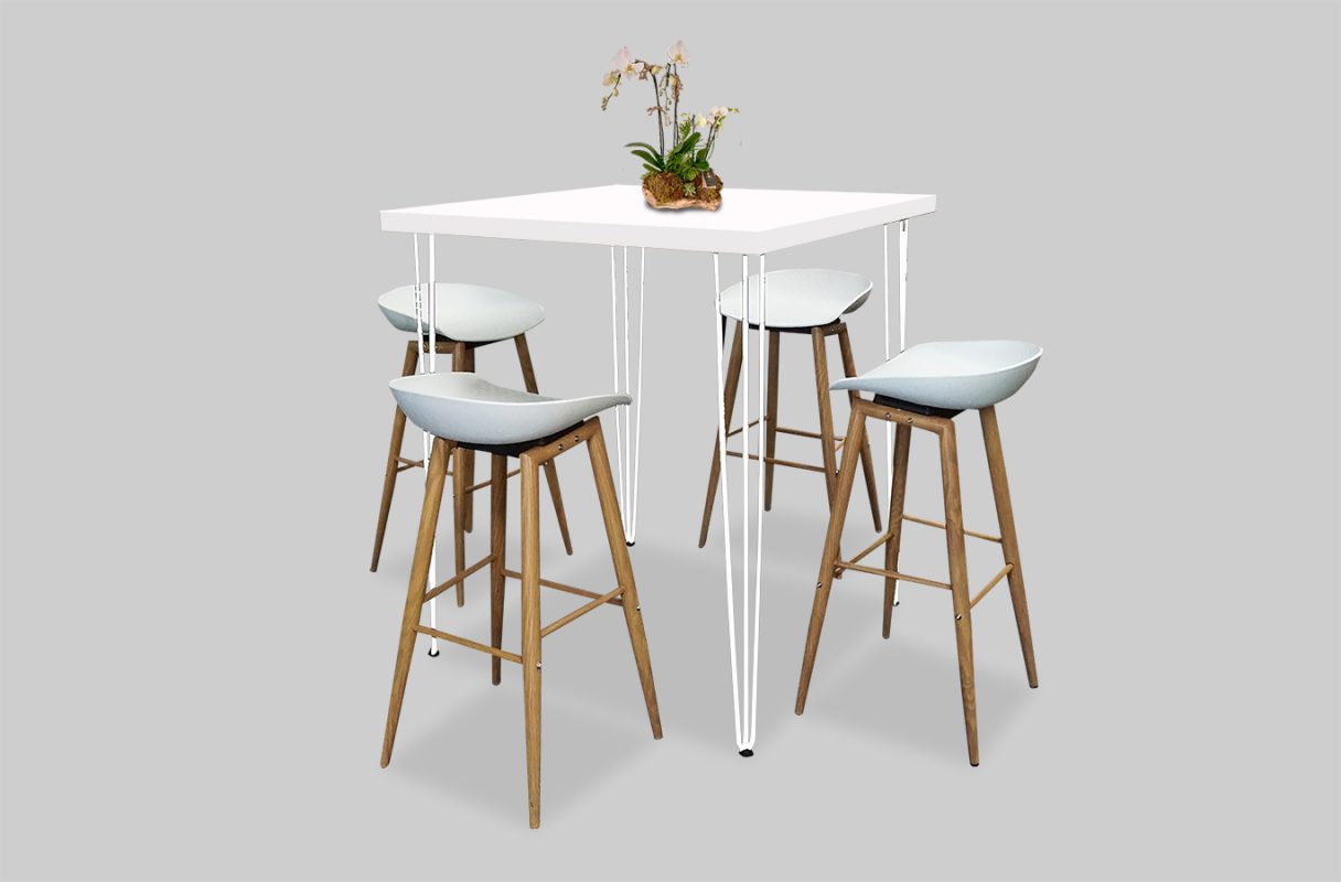 White Hairpin Poseur Table | Cocktail Table | Areeka Event Rentals