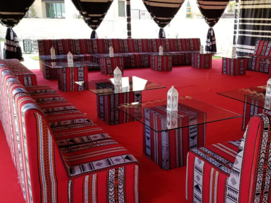 VIP Majlis 3-Seater Sofa Rental for events in Dubai, Abu Dhabi, UAE
