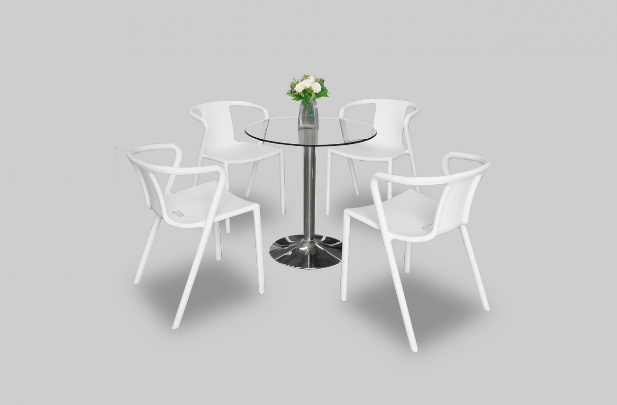 Glass Cafe Table Rental for Dubai, Abu Dhabi, UAE, GCC events.