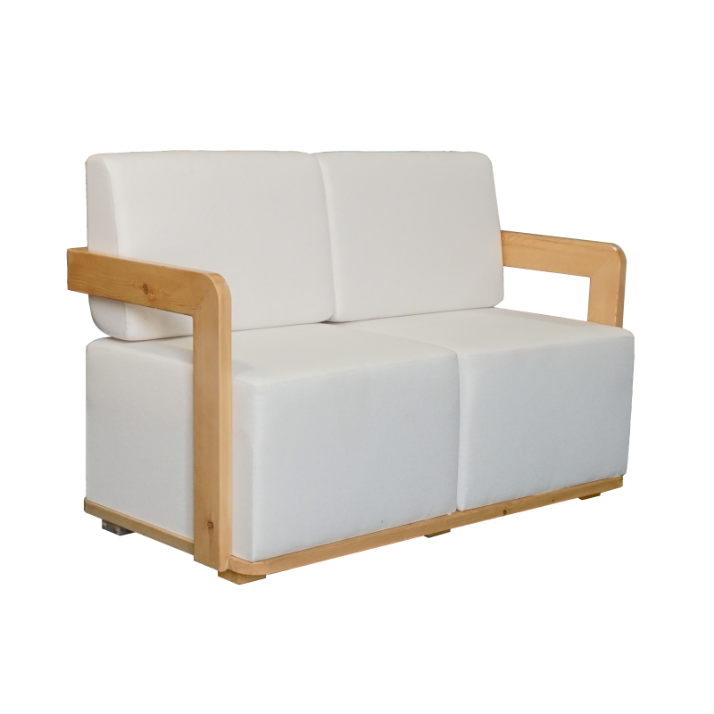 Cushioned Wooden Outdoor Sofa | Lounges | Areeka Event Rentals