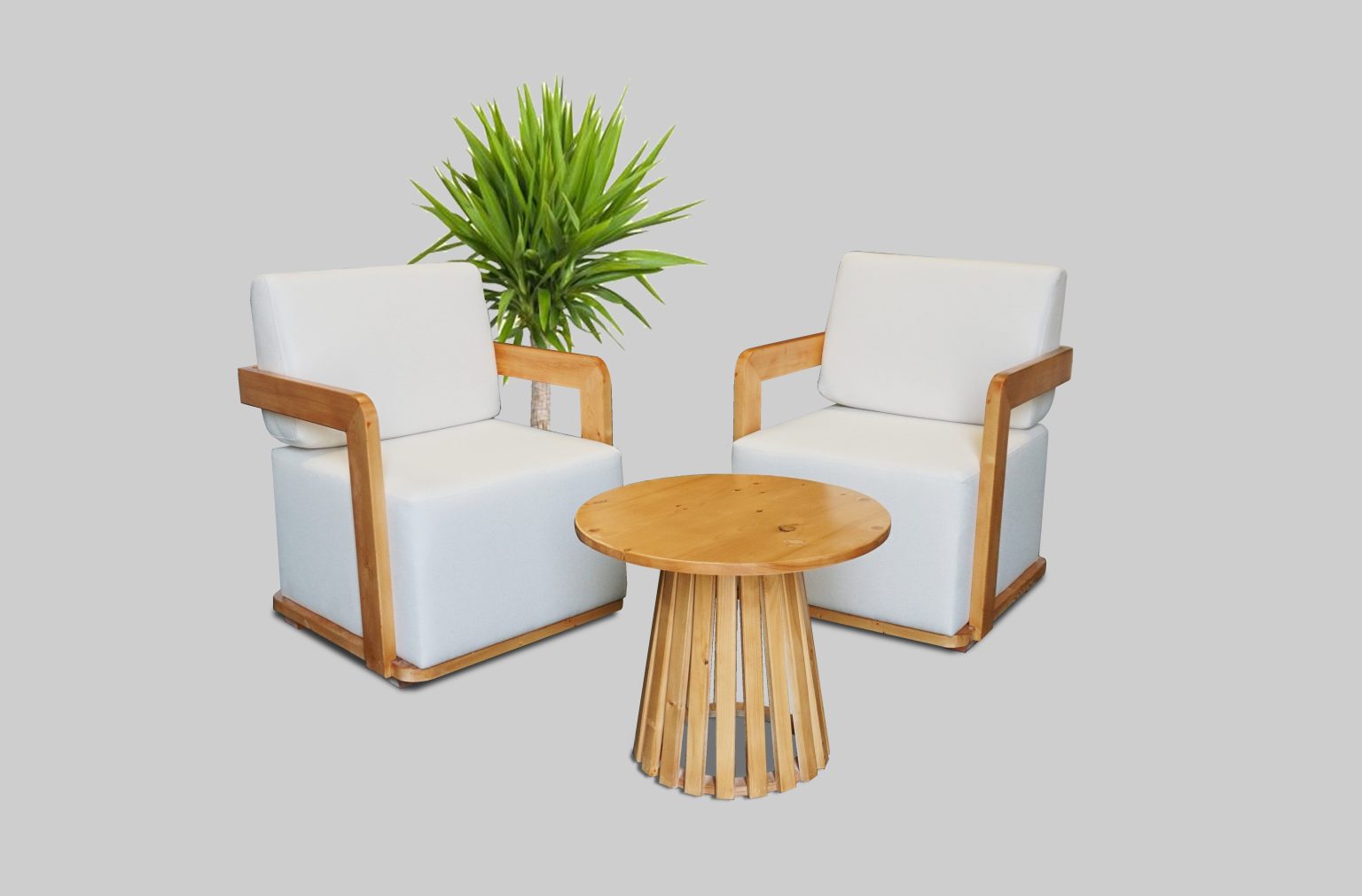 Round Wooden Side Table | Coffee Table | Areeka Event Rentals