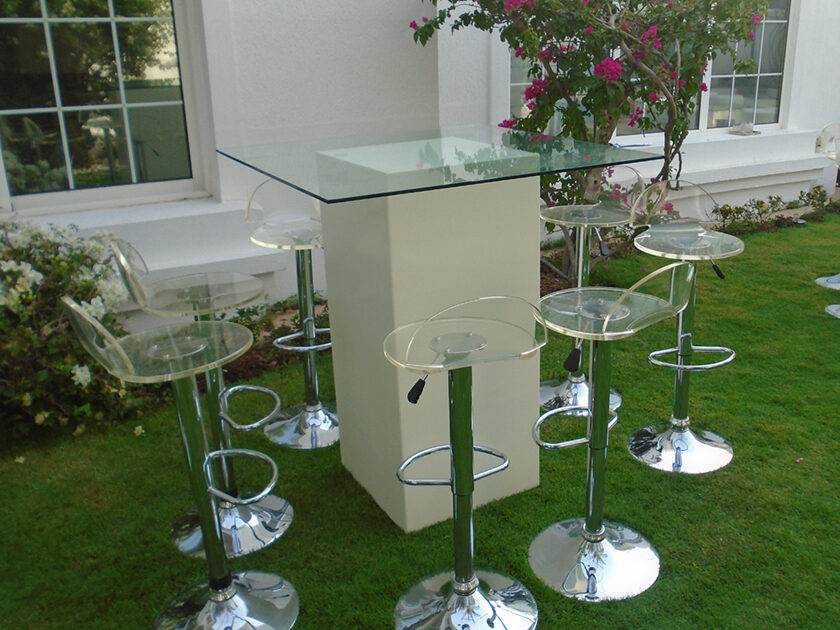 Glass High Table Rental for Dubai, Abu Dhabi, UAE events